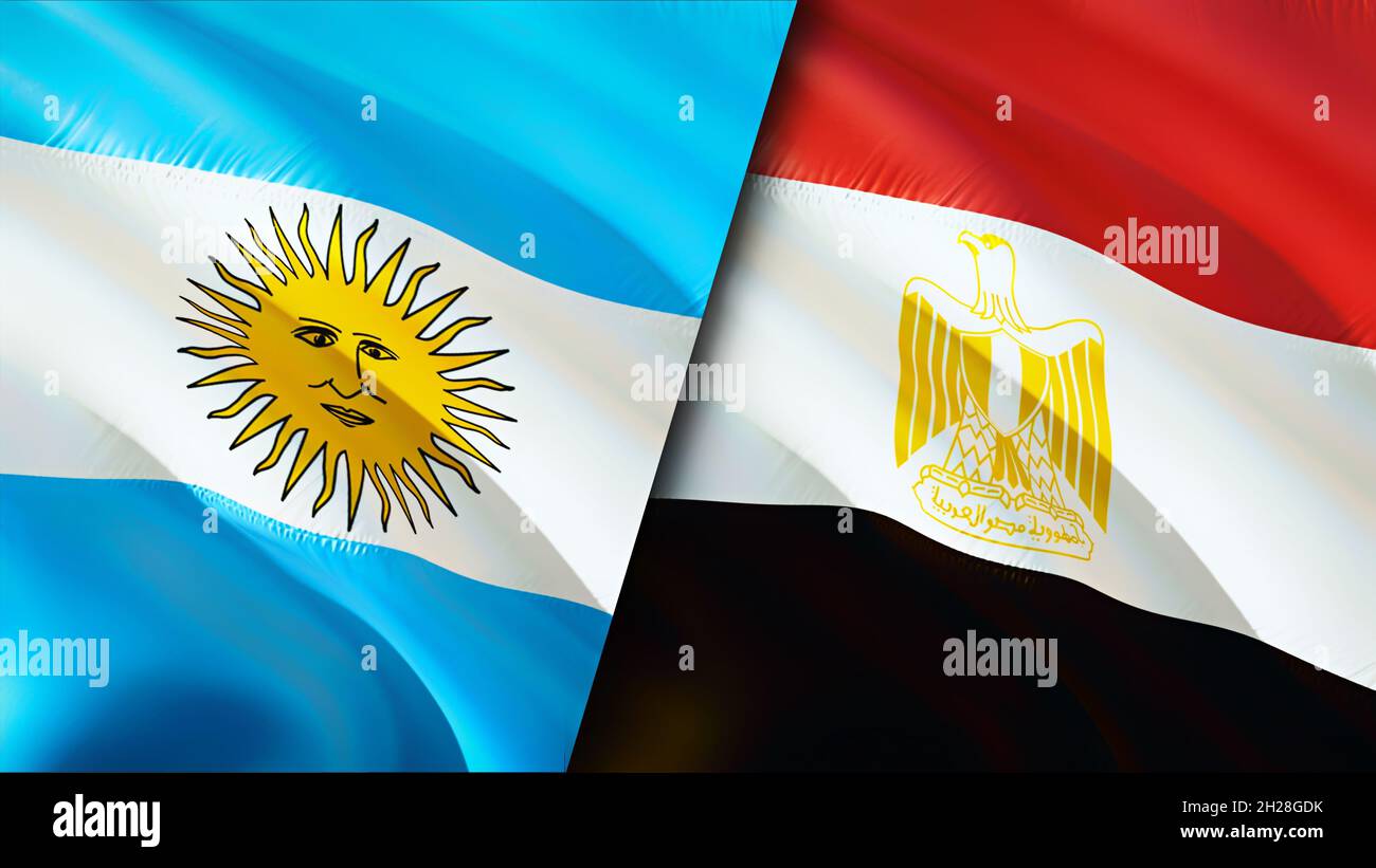 Argentina and Egypt flags. 3D Waving flag design. Argentina Egypt flag ...