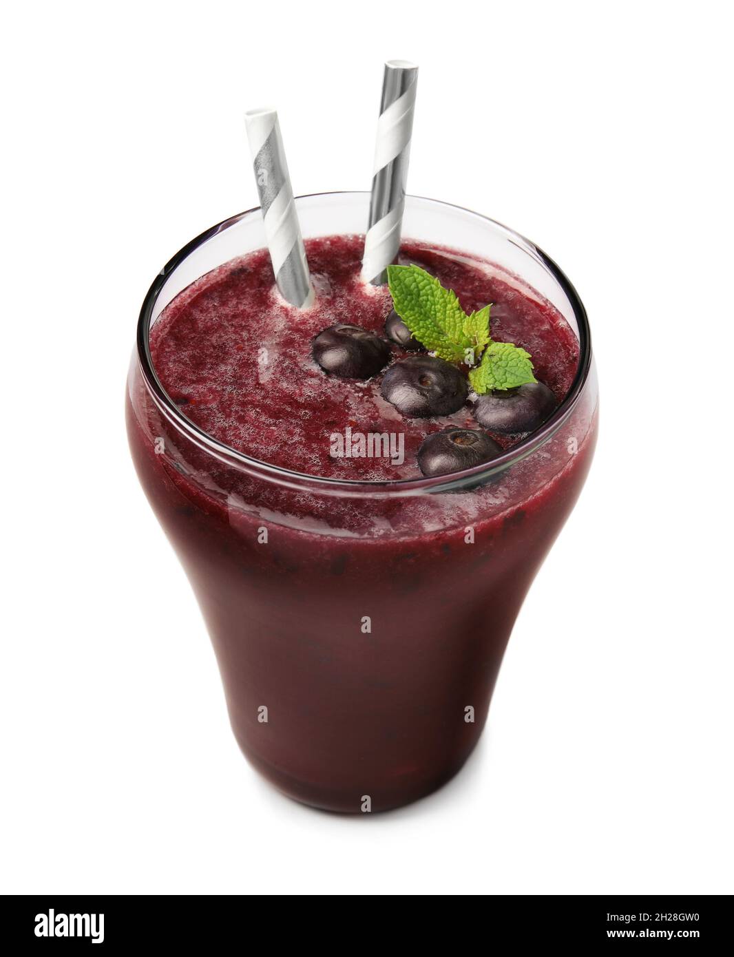 Glass with delicious acai smoothie on white background Stock Photo - Alamy