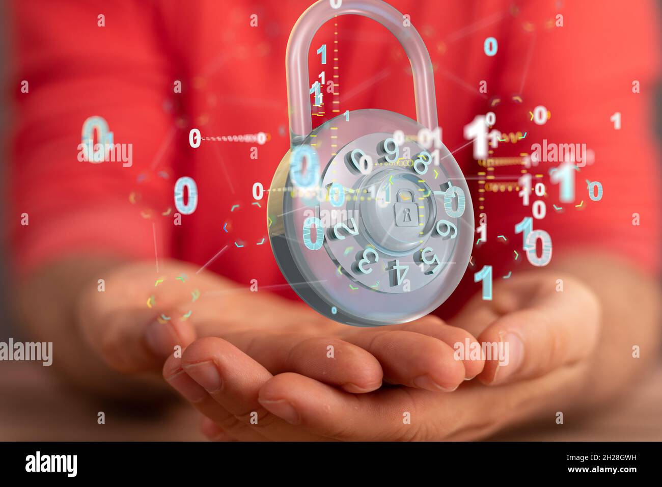 3D rendered cybersecurity and information or network protection Stock ...