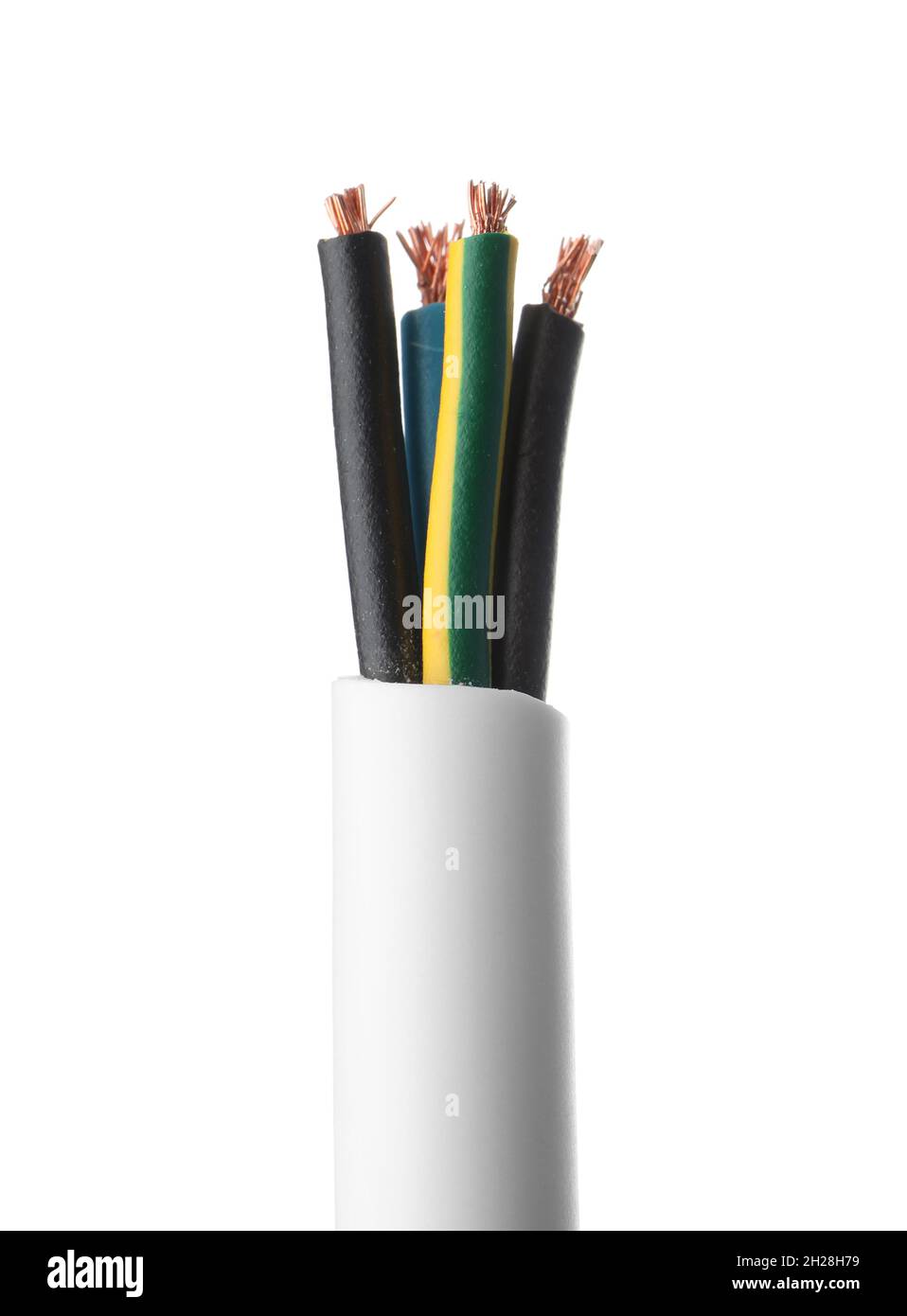 Color cables in jacket on white background. Electrician's supply Stock ...