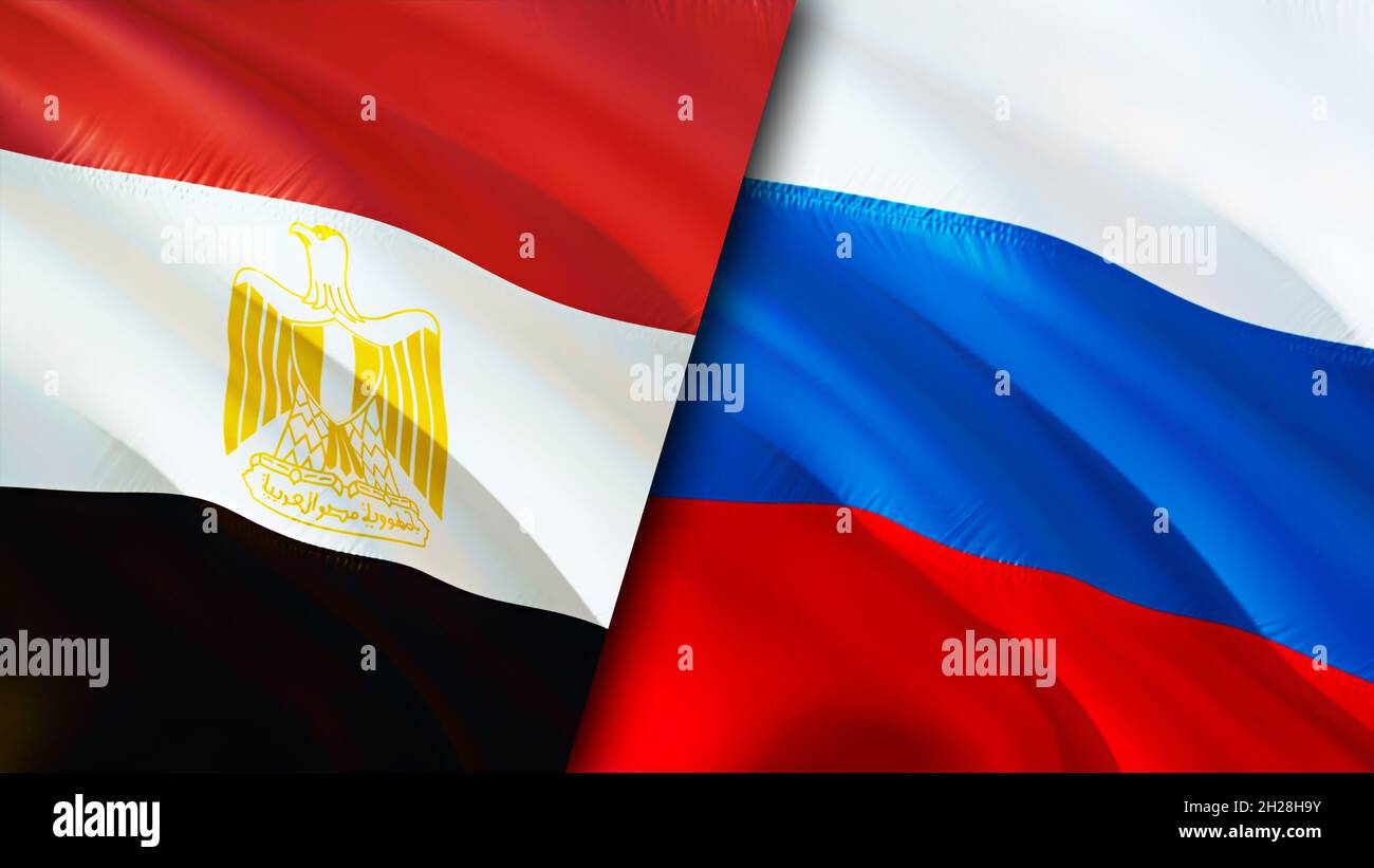Egypt and Russia flags. 3D Waving flag design. Russia Egypt flag ...