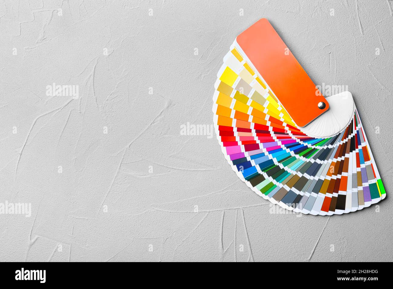 Color palette samples on grey background Stock Photo - Alamy