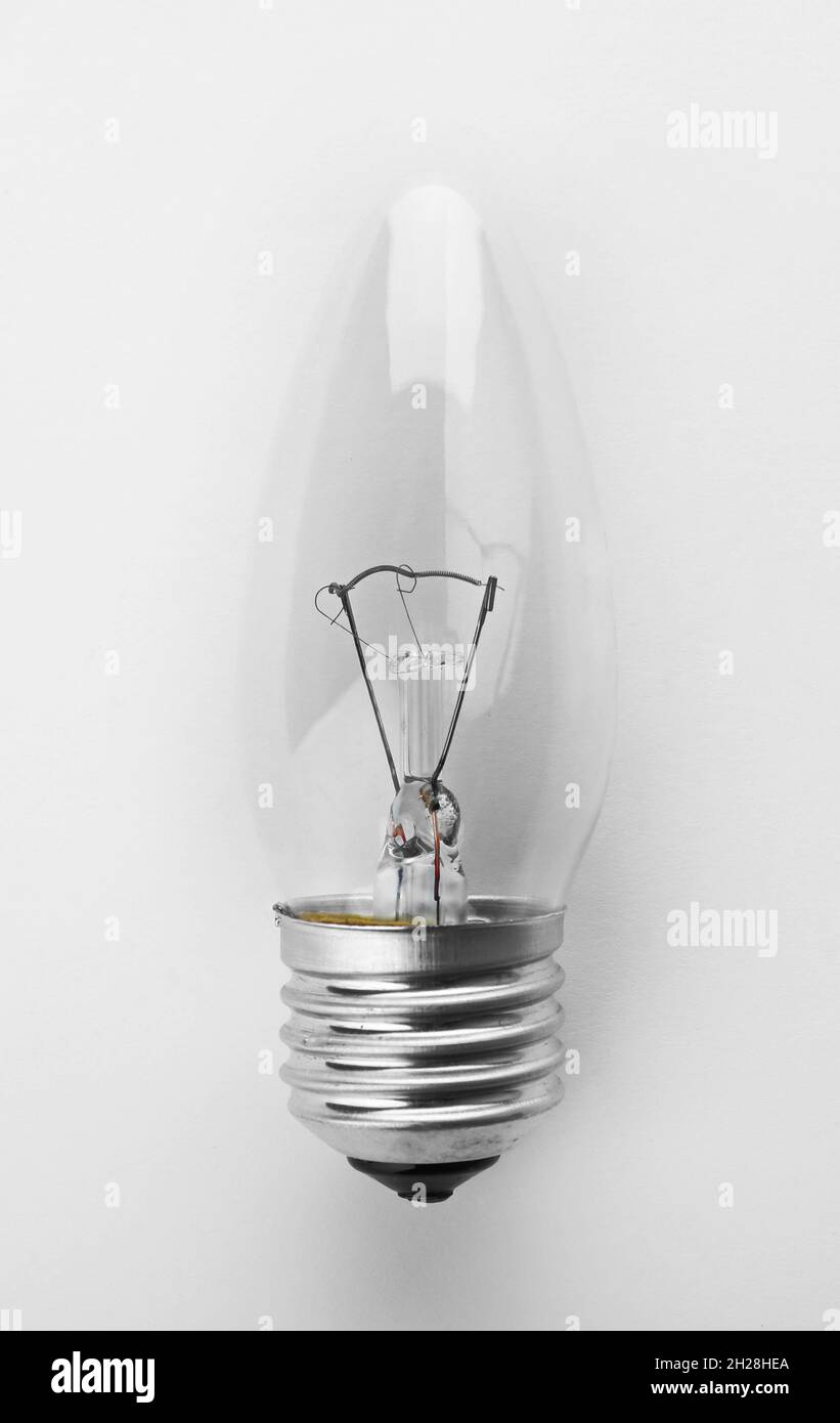 Light bulb on white background, top view. Electrician's equipment Stock ...