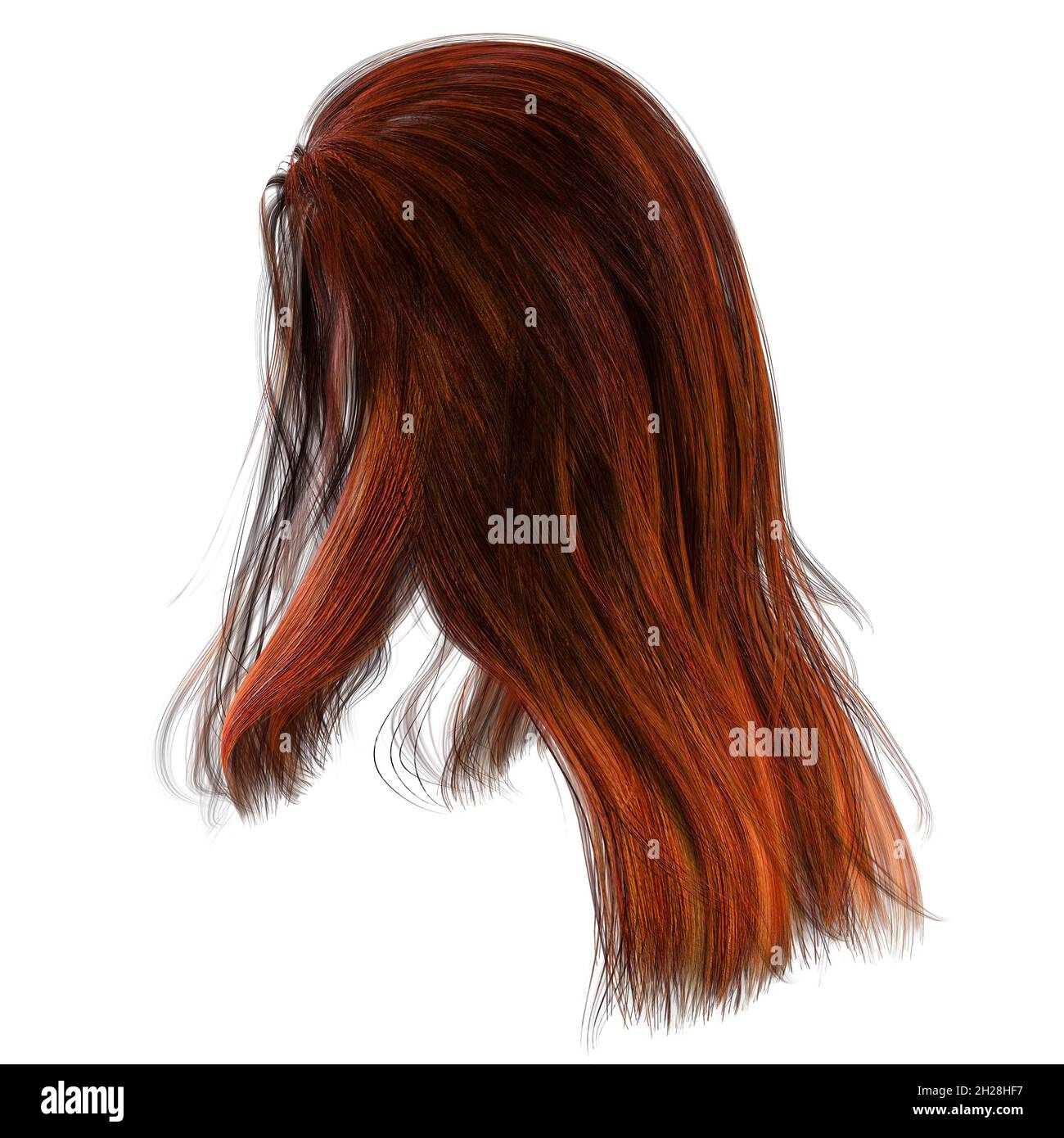 3d render, 3d illustration, fantasy long hair on isolated white ...