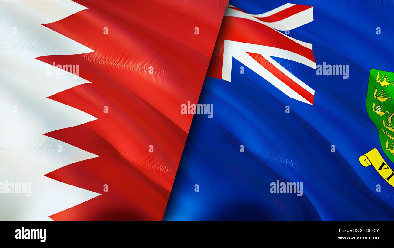 Bahrain and British Virgin Islands flags. 3D Waving flag design ...