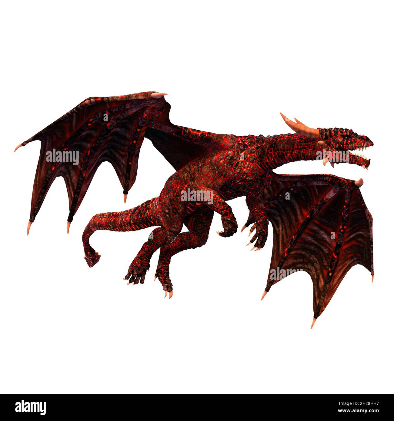 Red Scale Dragon on Isolated White Background, 3D illustration, 3D ...