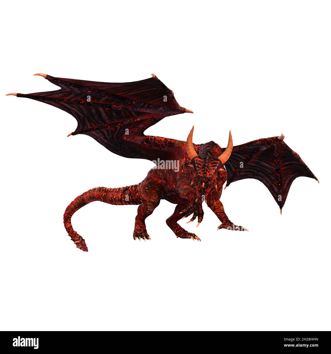 Red Scale Dragon on Isolated White Background, 3D illustration, 3D ...