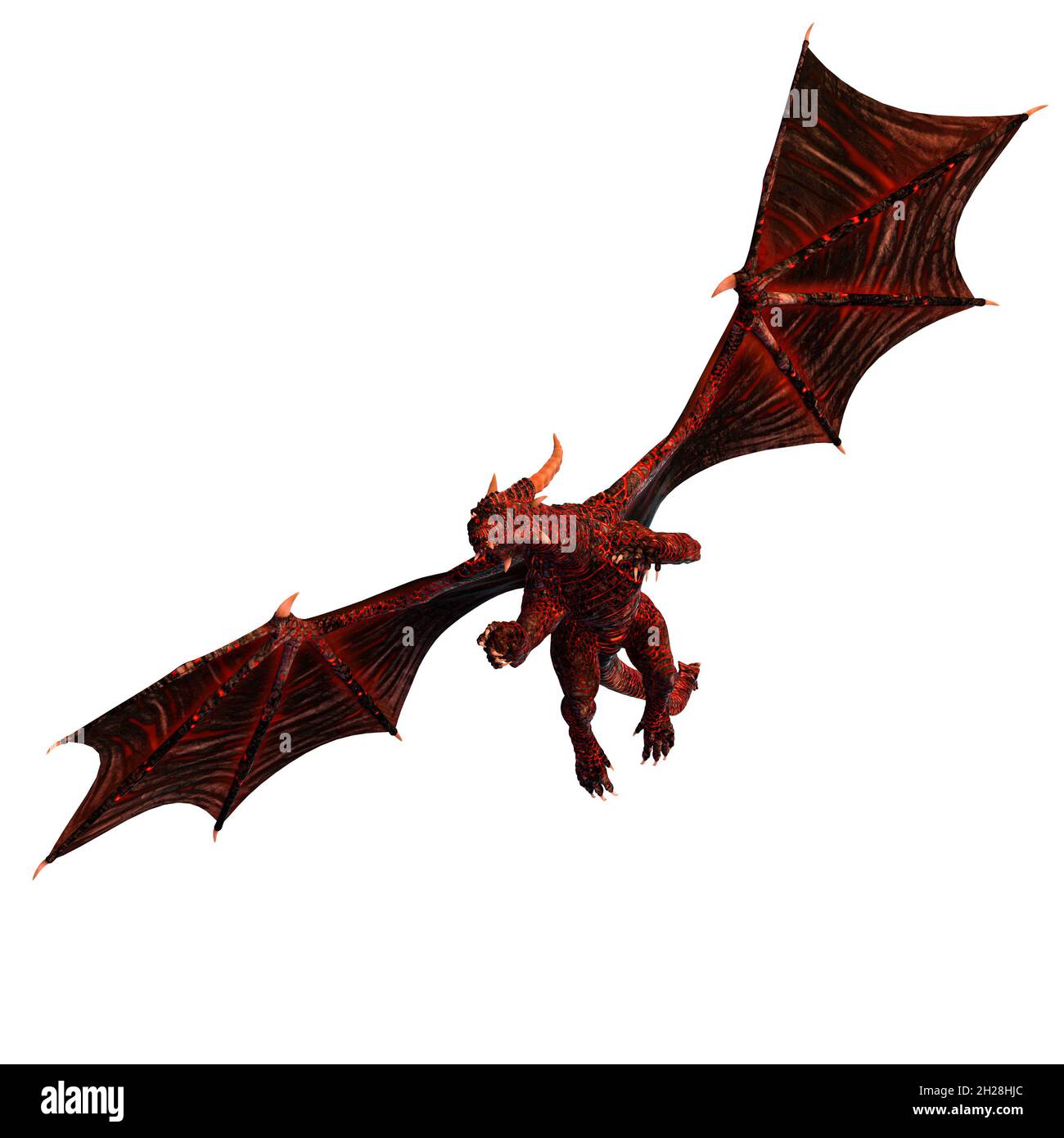 Red Scale Dragon on Isolated White Background, 3D illustration, 3D ...