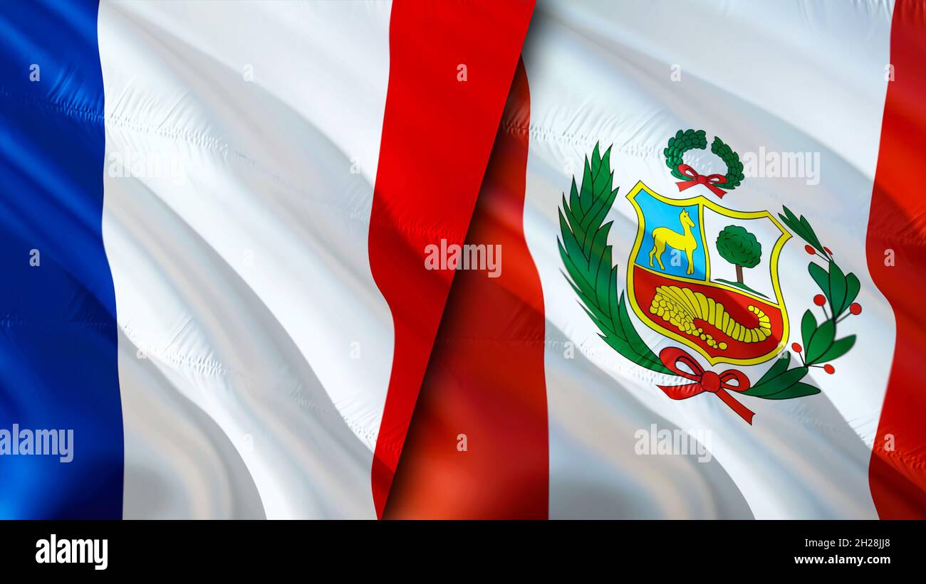 France and Peru flags. 3D Waving flag design. France Peru flag, picture ...