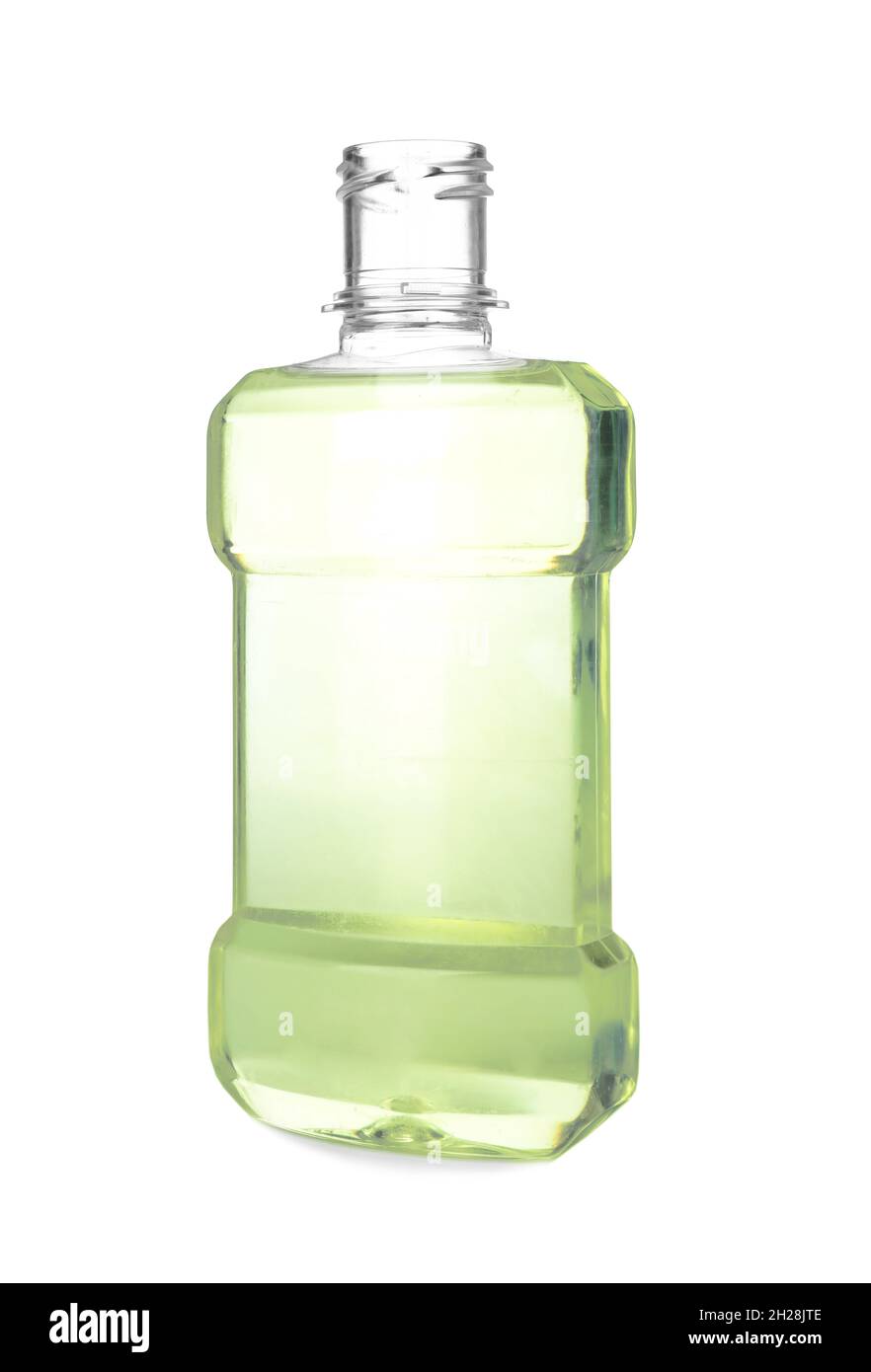 Bottle with mouthwash for teeth care on white background Stock Photo ...
