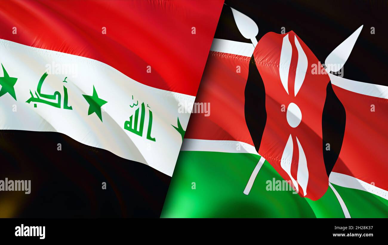 Iraq and Kenya flags. 3D Waving flag design. Kenya Iraq flag, picture ...