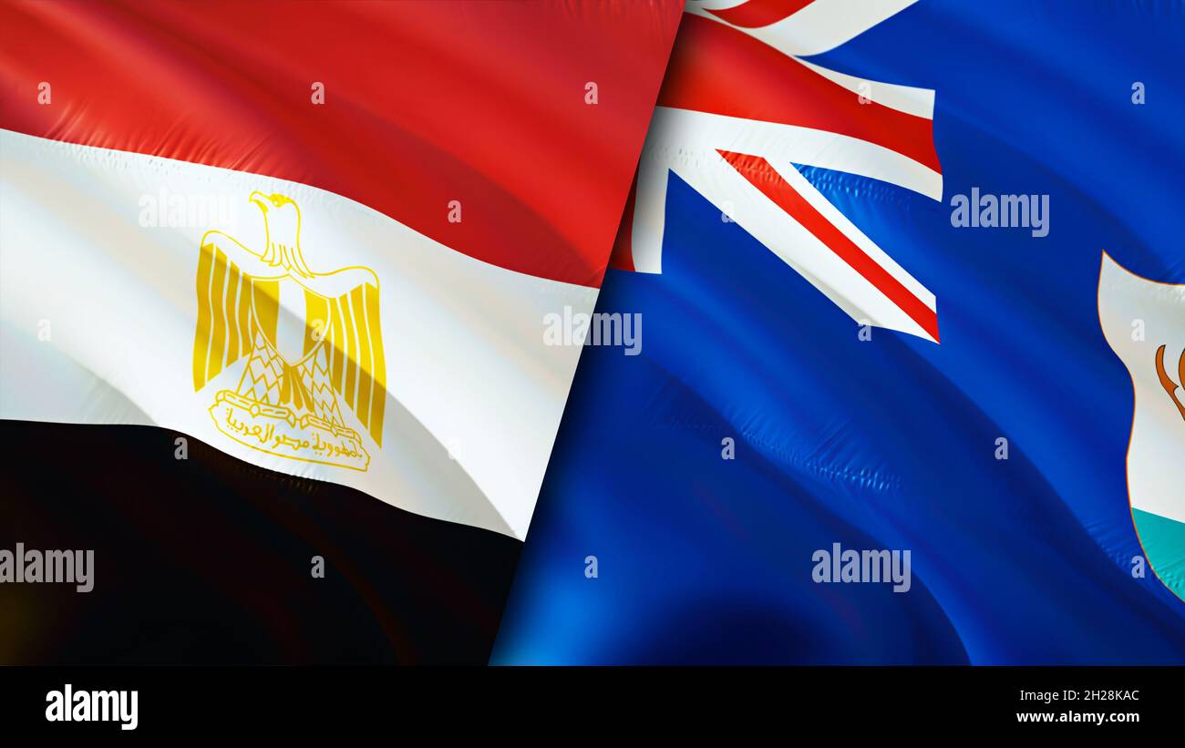 Egypt and Anguilla flags. 3D Waving flag design. Anguilla Egypt flag ...