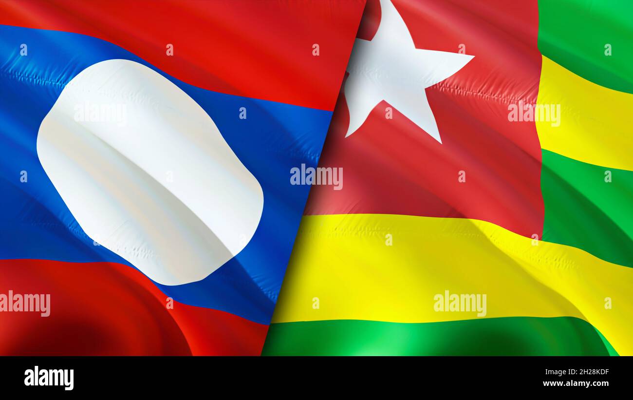 Laos and Togo flags. 3D Waving flag design. Laos Togo flag, picture ...