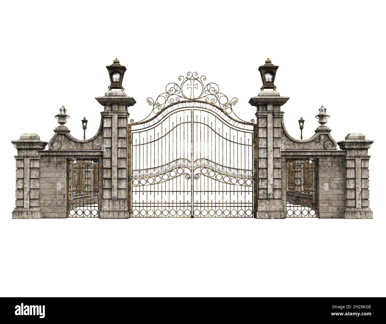 Fantasy Academy Wrought-Iron Gate, 3D illustration, 3D rendering Stock ...