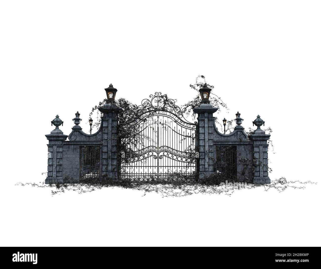 Fantasy Academy Wrought-Iron Gate, 3D illustration, 3D rendering Stock ...
