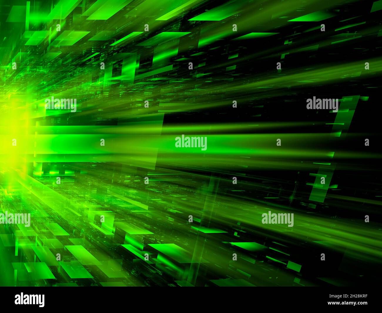 Green perspective background with light effects - 3d illustration Stock ...