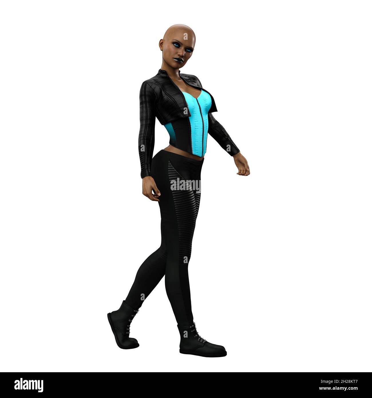 Cyberpunk POC woman on isolated white background, 3D Illustration, 3D ...
