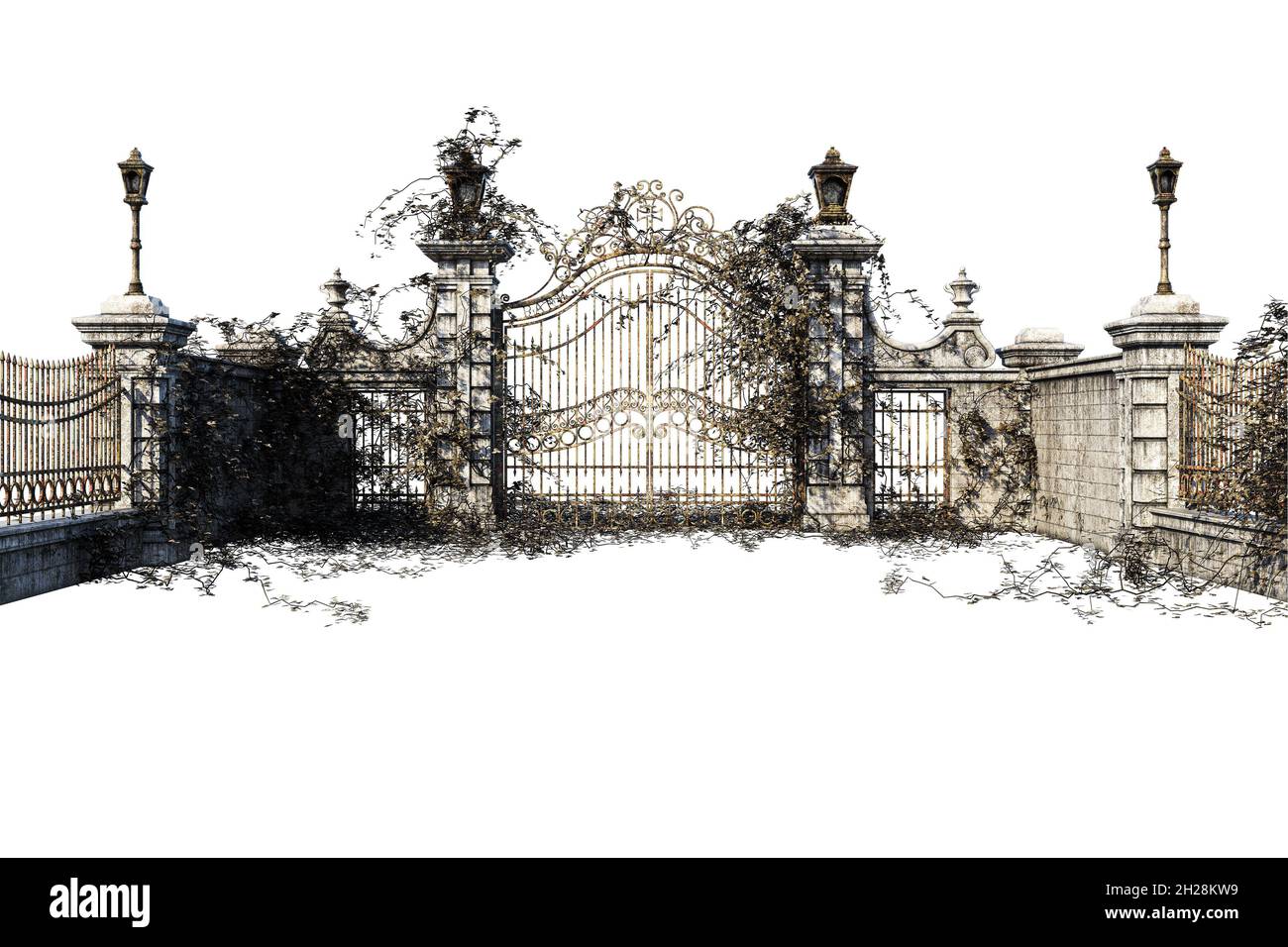 Fantasy Academy Wrought-Iron Gate, 3D illustration, 3D rendering Stock ...