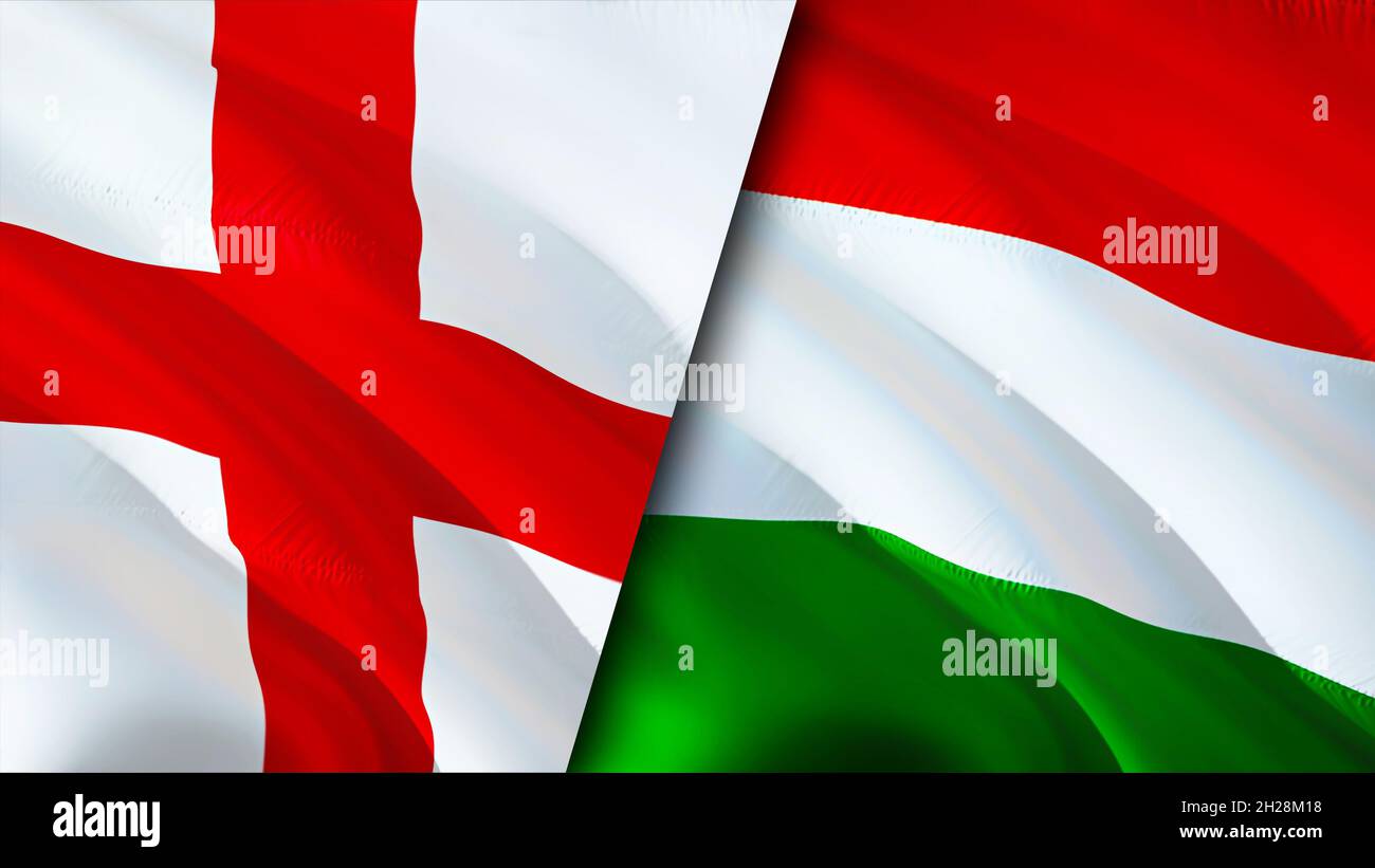 England and Hungary flags. 3D Waving flag design. Hungary England flag ...