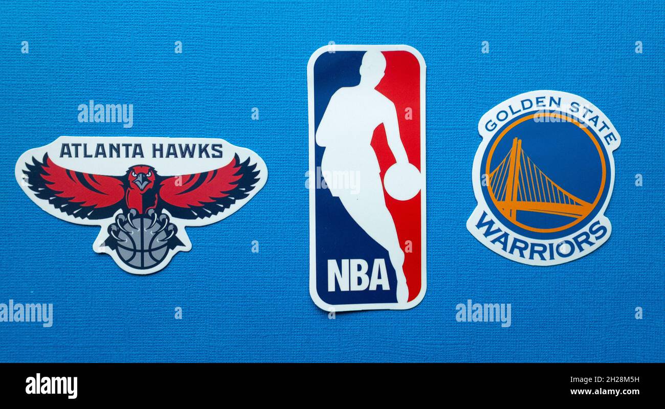 October 1, 2021, Springfield, USA, Emblems of the Golden State Warriors ...