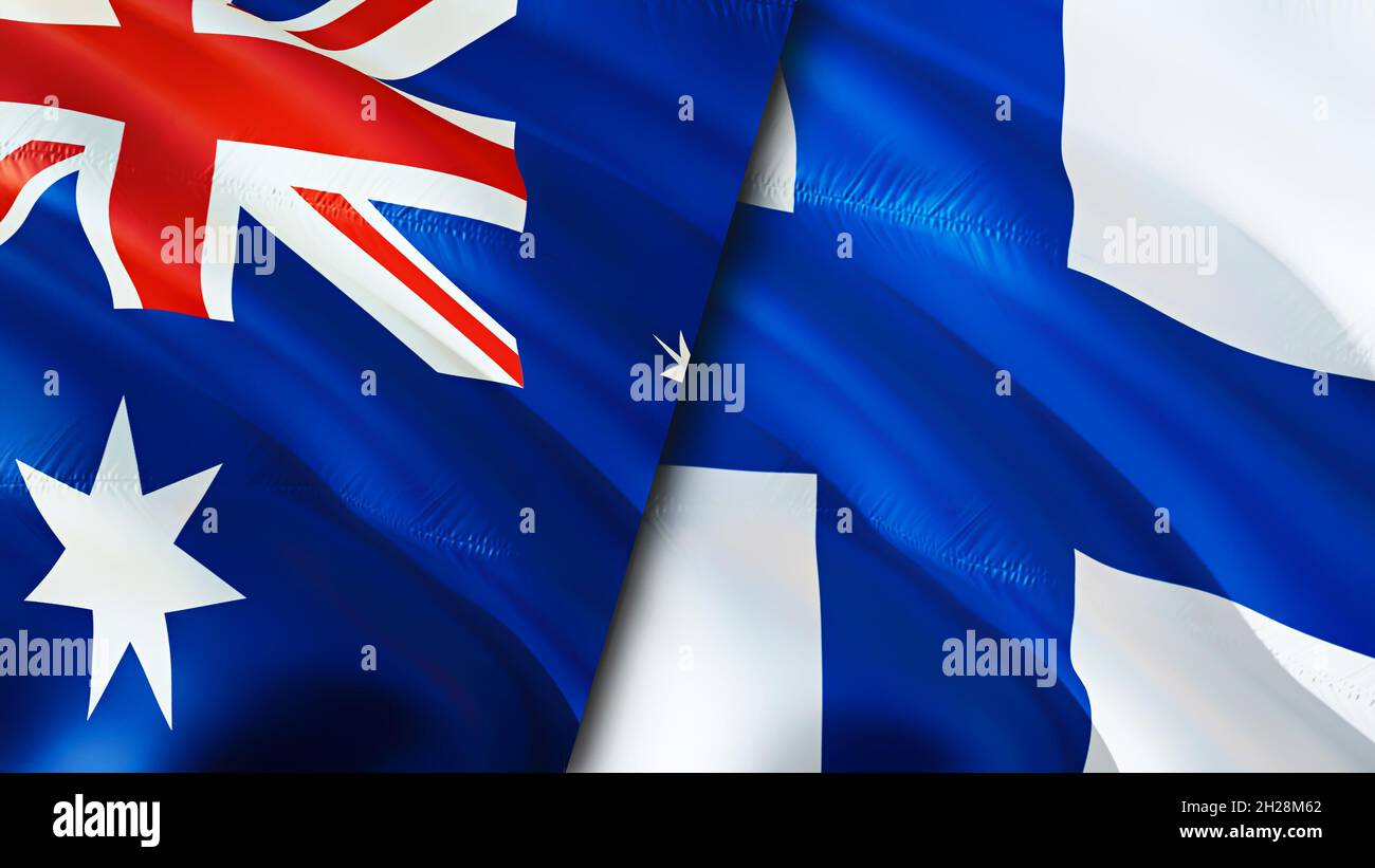 Australia and Finland flags. 3D Waving flag design. Australia Finland ...