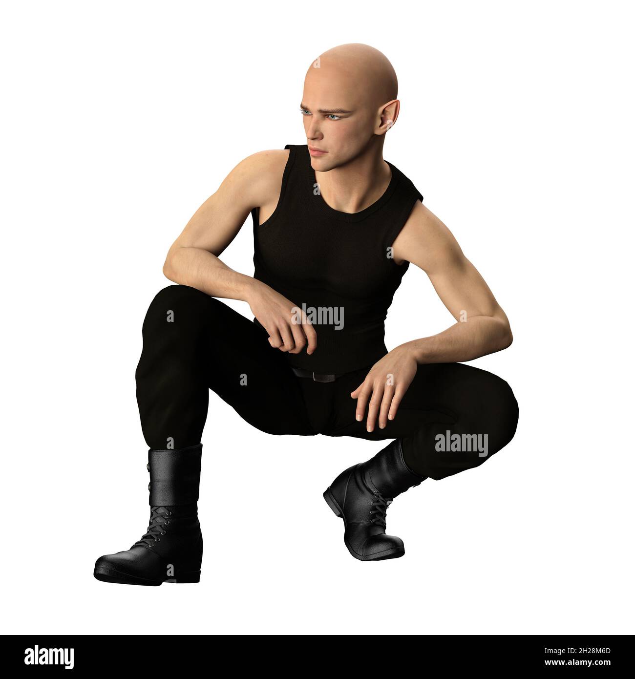 Teen Fae Male Caucasian on Isolated White Background, 3D Rendering 3D ...