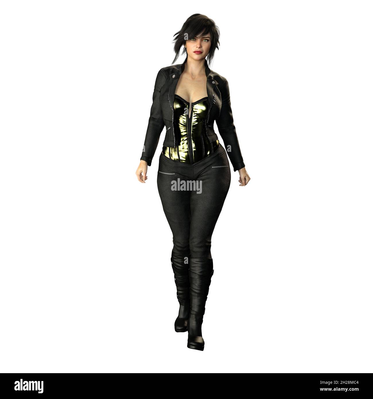 Urban Fantasy Curvy Caucasian Woman, 3D Rendering, 3D Illustration ...