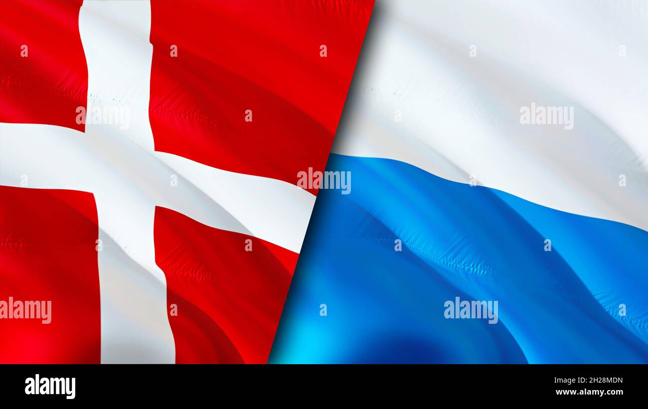 Denmark and San Marino flags. 3D Waving flag design. San Marino Denmark ...