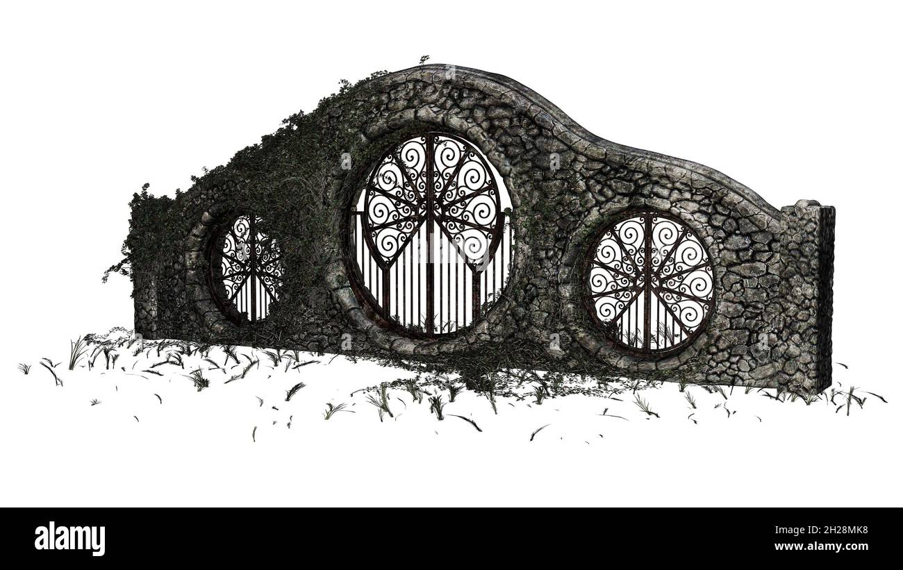 Fantasy Academy Wrought-Iron Gate, 3D illustration, 3D rendering Stock ...