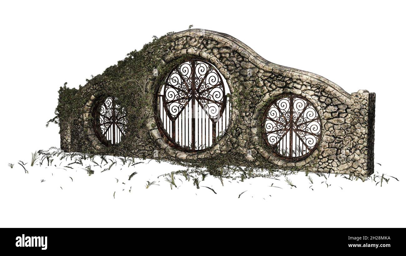 Fantasy Academy Wrought-Iron Gate, 3D illustration, 3D rendering Stock ...