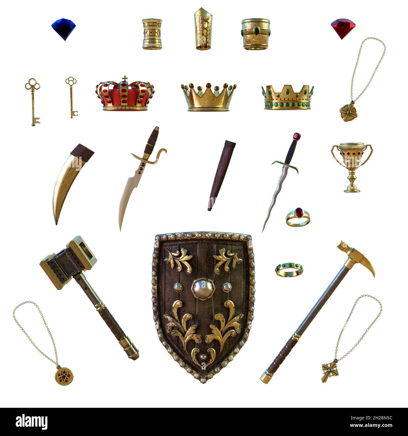 Royal Objects Collection, 3D illustration, 3D rendering Stock Photo - Alamy