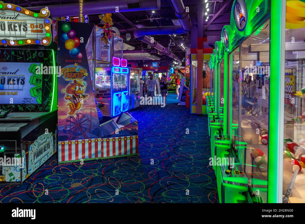 Colorful arcade at The Island recreation center in Pigeon Forge ...