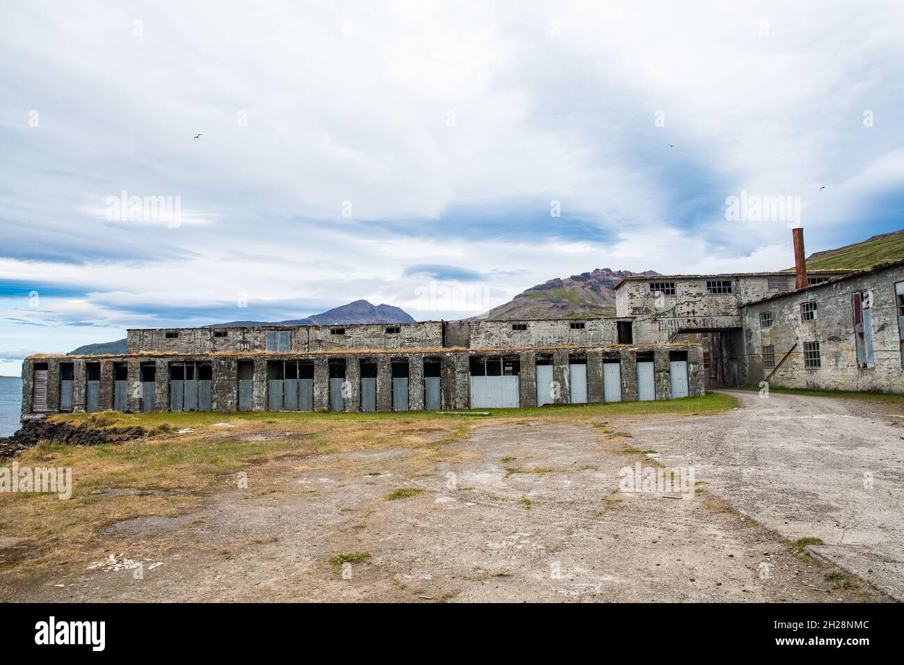 The old Herring factory of Eyri in Ingolfsfjordur in Strandir on the ...