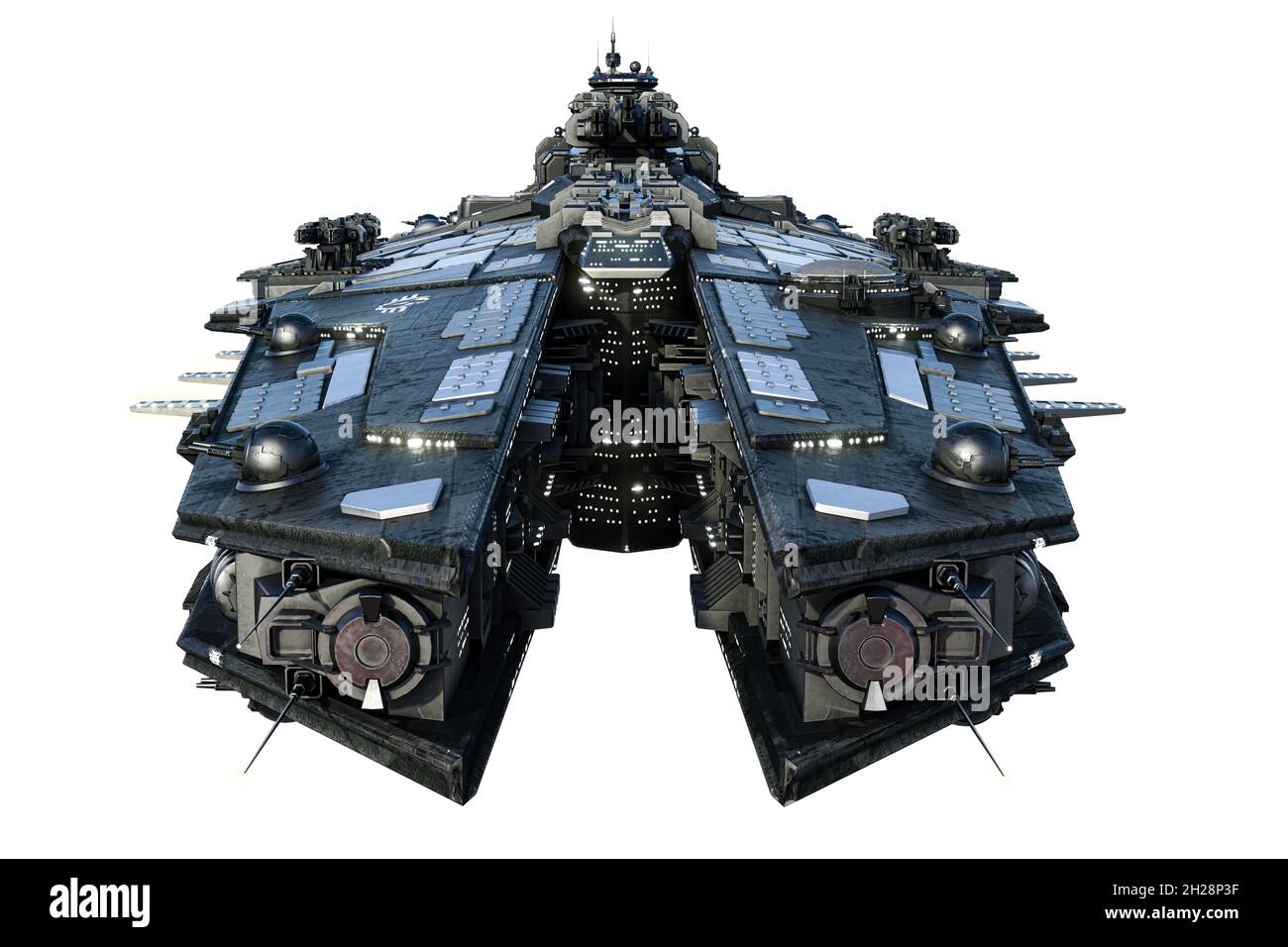 Spaceship exterior on an isolated white background, 3D illustration, 3D ...