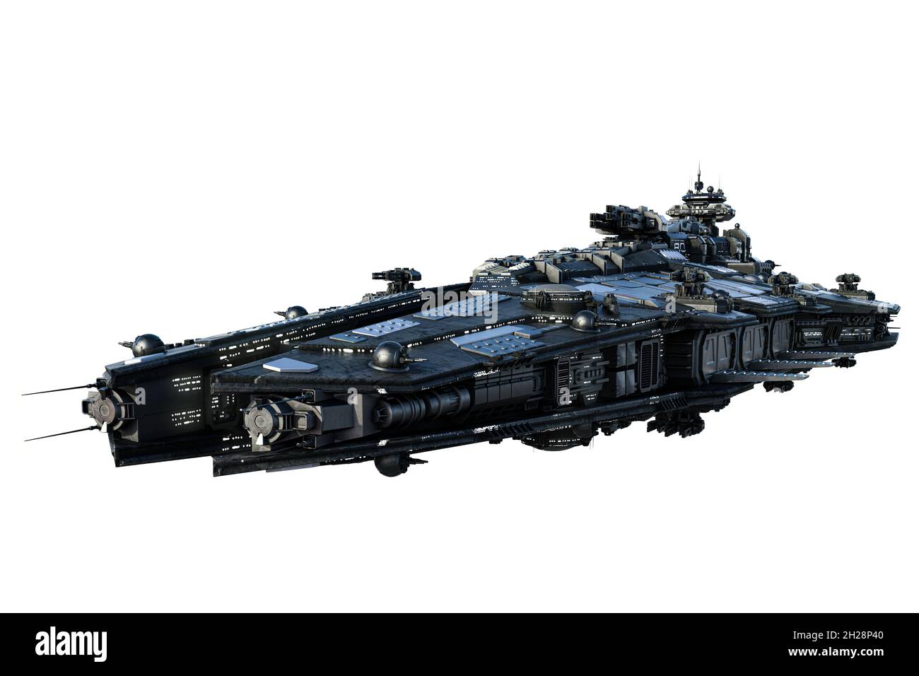 Spaceship exterior on an isolated white background, 3D illustration, 3D ...