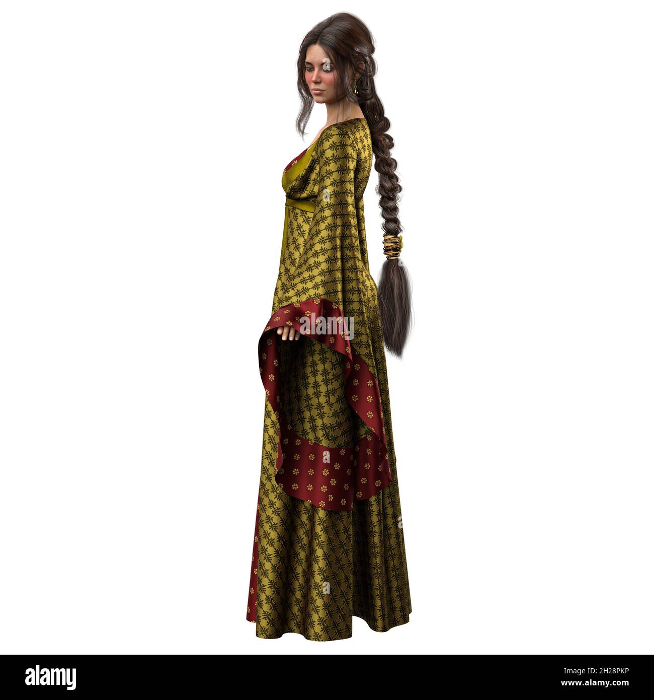 Medieval Fantasy Warrior Woman on isolated white background, 3D ...