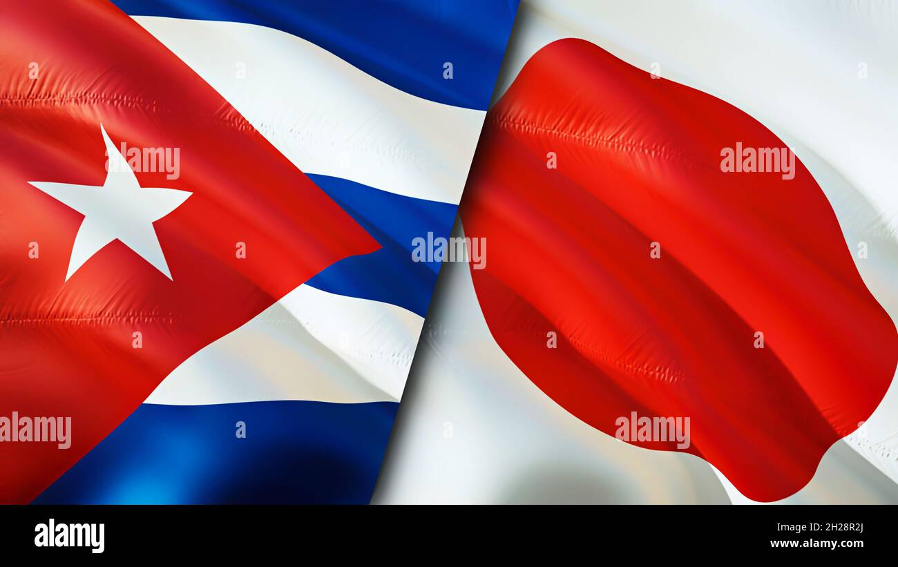 Cuba and Japan flags. 3D Waving flag design. Cuba Japan flag, picture ...