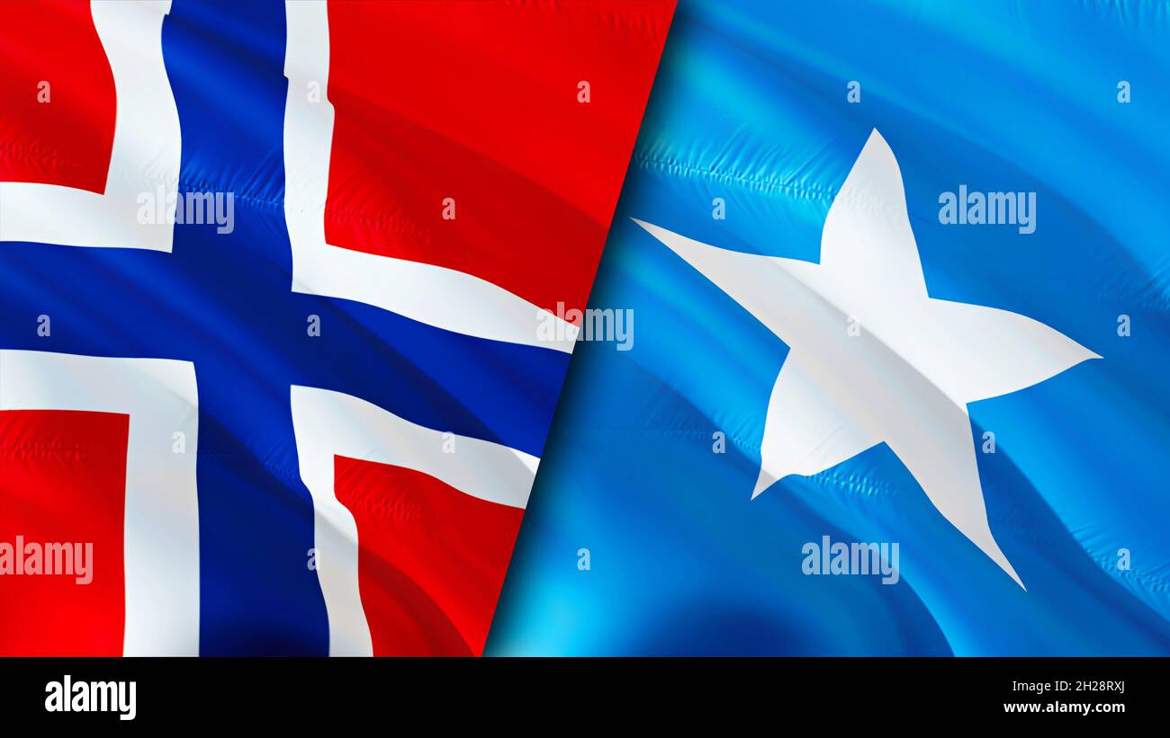 Norway and Somalia flags. 3D Waving flag design. Norway Somalia flag ...