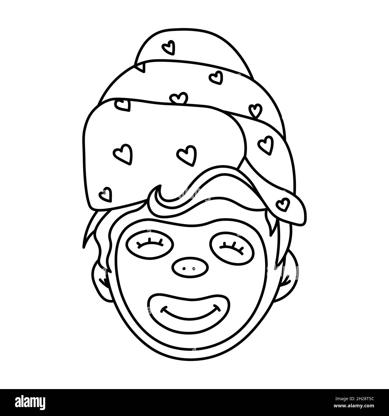 Woman with cosmetic face mask. Smiling girl portrait. Skin care icon ...