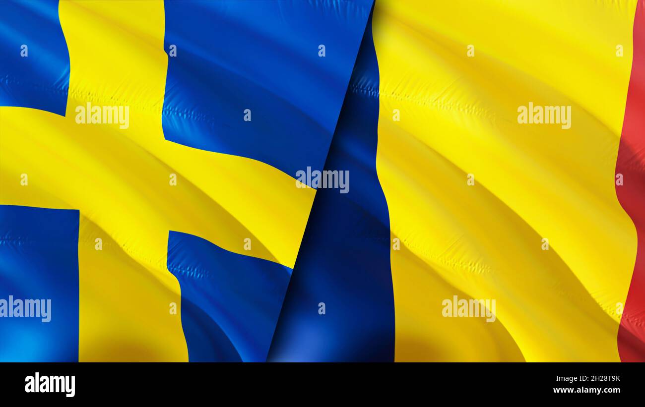 Sweden and Chad flags. 3D Waving flag design. Chad Sweden flag, picture ...