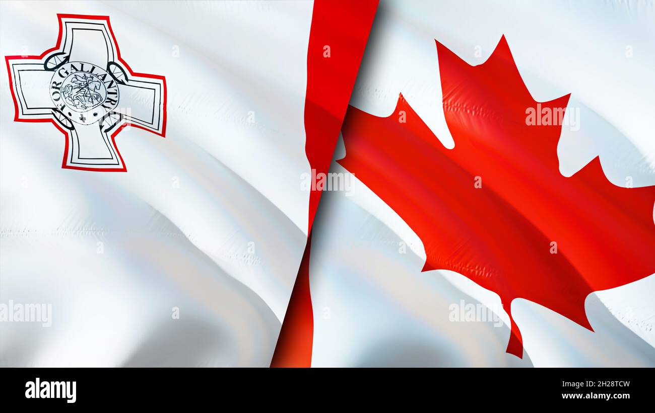 Malta and Canada flags. 3D Waving flag design. Canada Malta flag ...