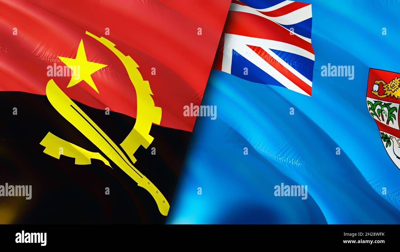 Angola and Fiji flags. 3D Waving flag design. Angola Fiji flag, picture ...