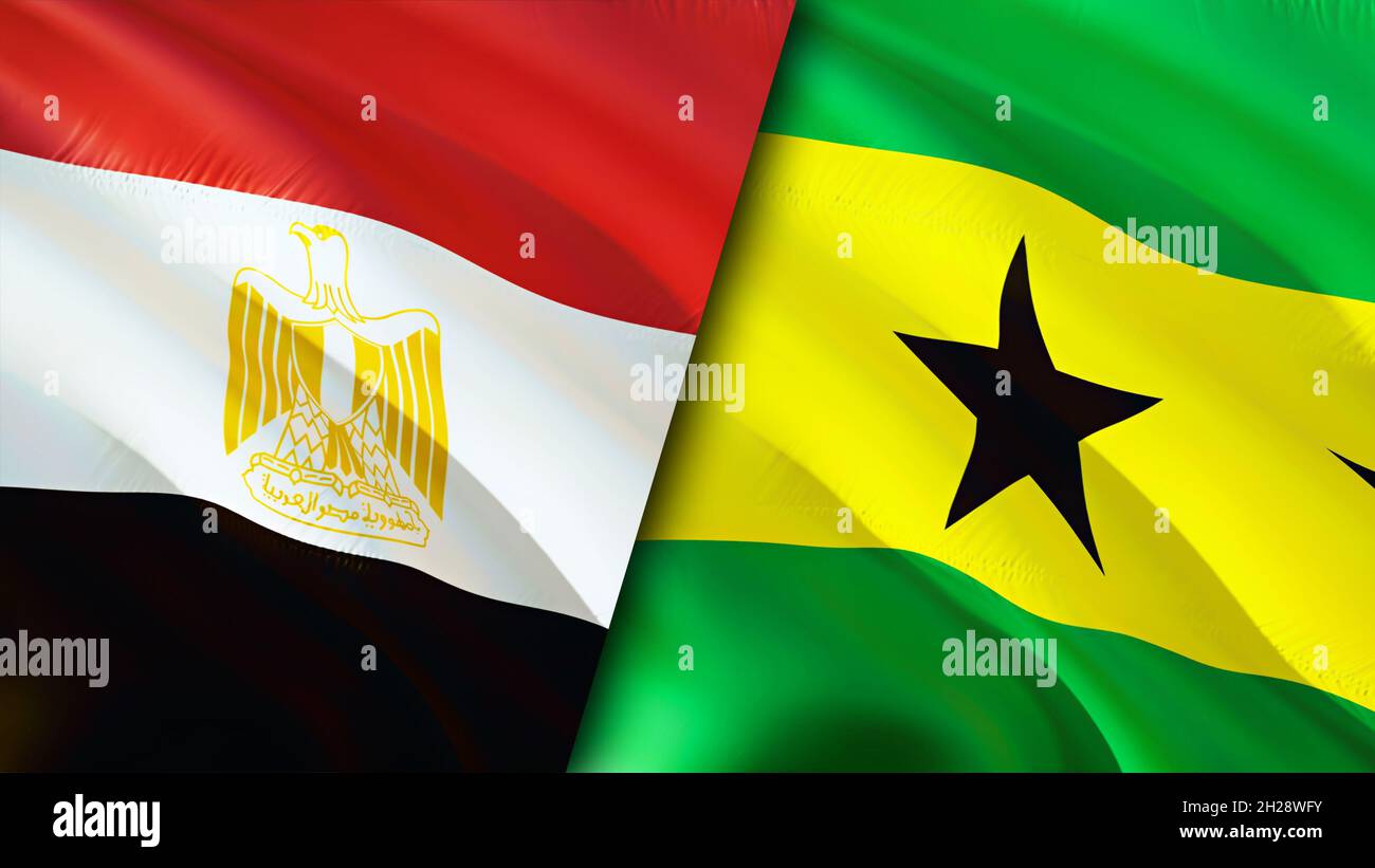 Egypt and Sao Tome and Principe flags. 3D Waving flag design. Sao Tome ... Egypt and Sao Tome and Principe flags. 3D Waving flag design. Sao Tome ...