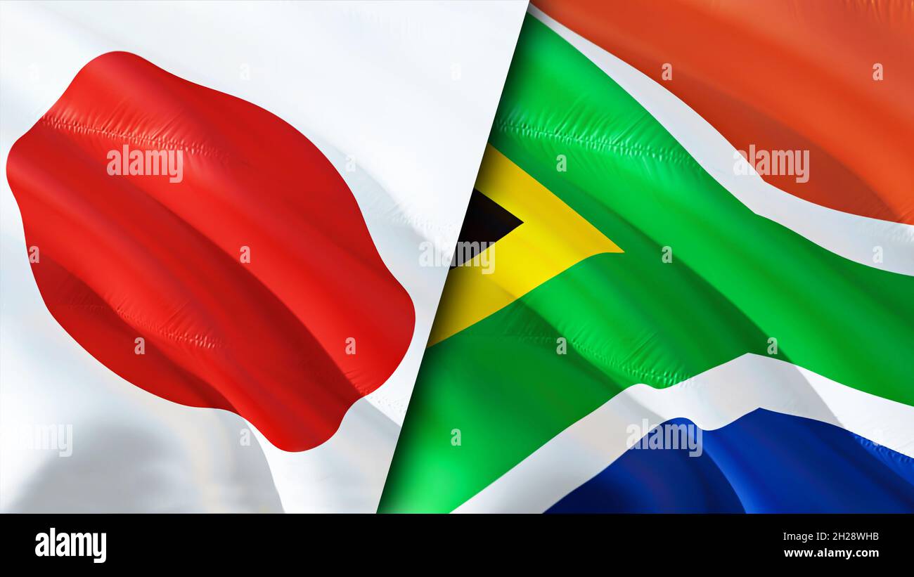 Japan and South Africa flags. 3D Waving flag design. Japan South Africa ...