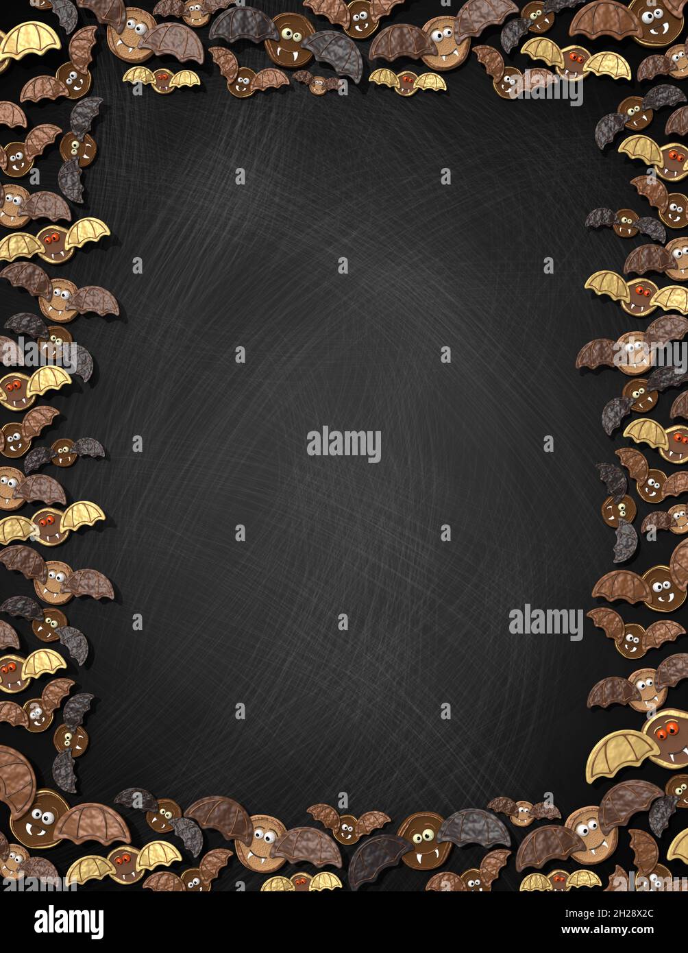 Halloween frame with bats, black background - 3D illustration Stock ...