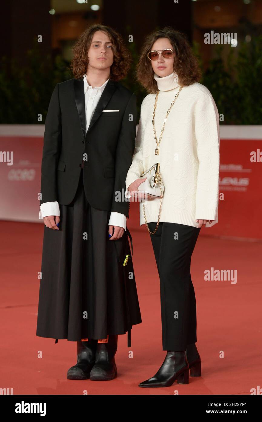 Rome, Italy - 20 Oct 2021, Sangiovanni and Madame attend the red carpet ...