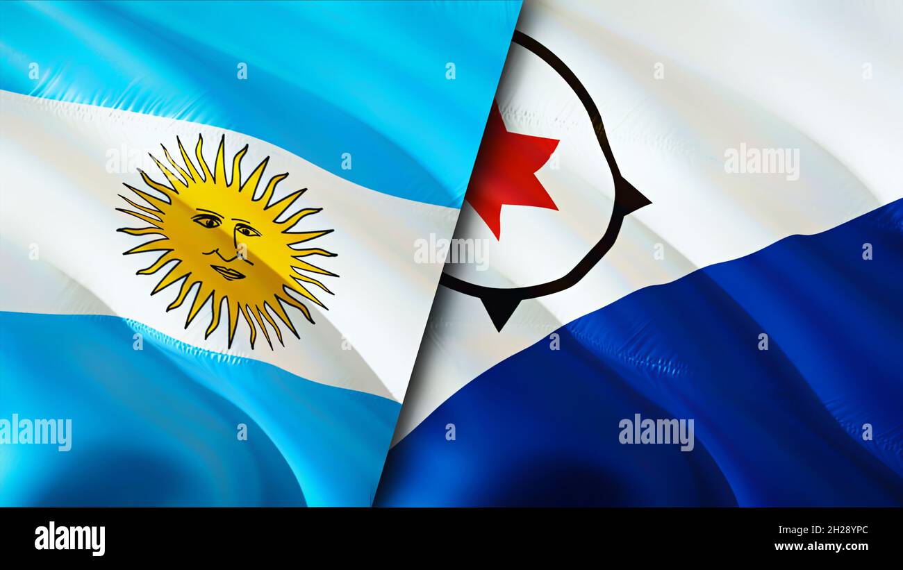 Argentina and Bonaire flags. 3D Waving flag design. Argentina Bonaire ...