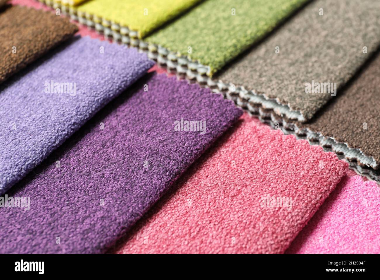 Fabric samples of different colors for interior design as background ...