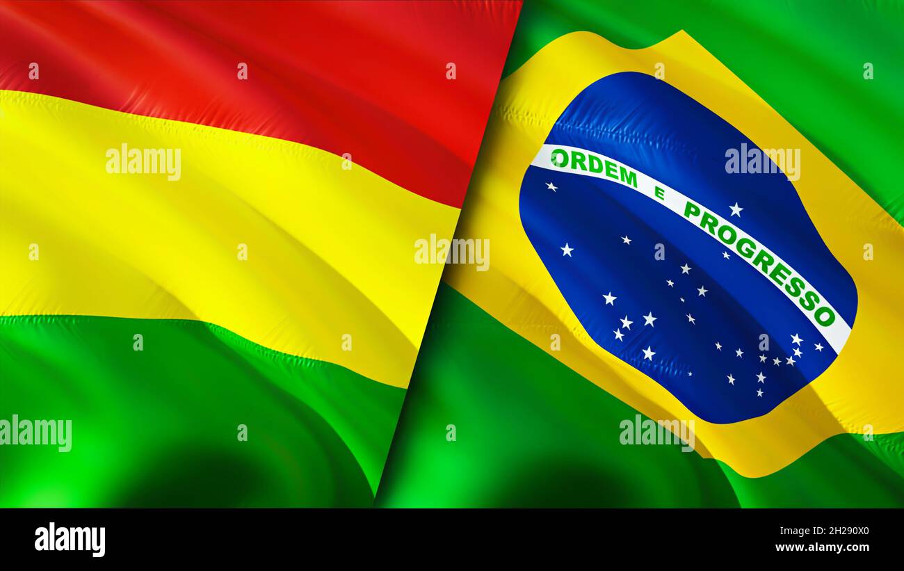 Bolivia and Brazil flags. 3D Waving flag design. Bolivia Brazil flag ...