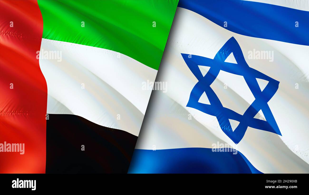 Emirates and Israel flags. 3D Waving flag design. Israel United Arab ...